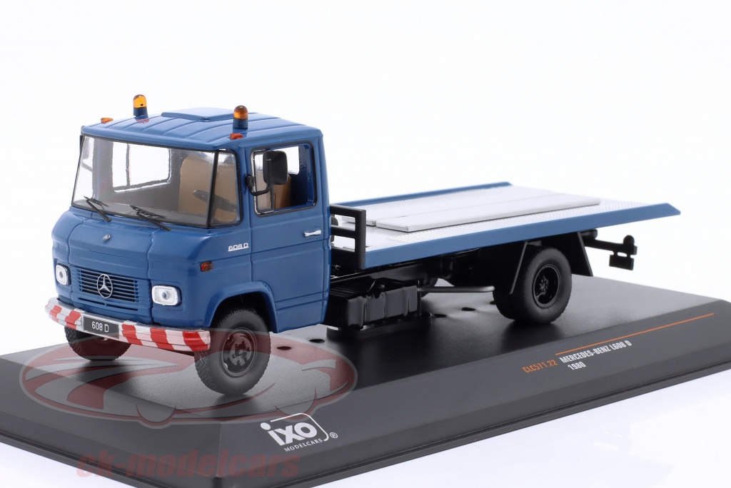 Ixo 1:43 Mercedes-Benz L608 D tow truck year 1980 blue CLC571N.22 model car CLC571N.22 4895102343362