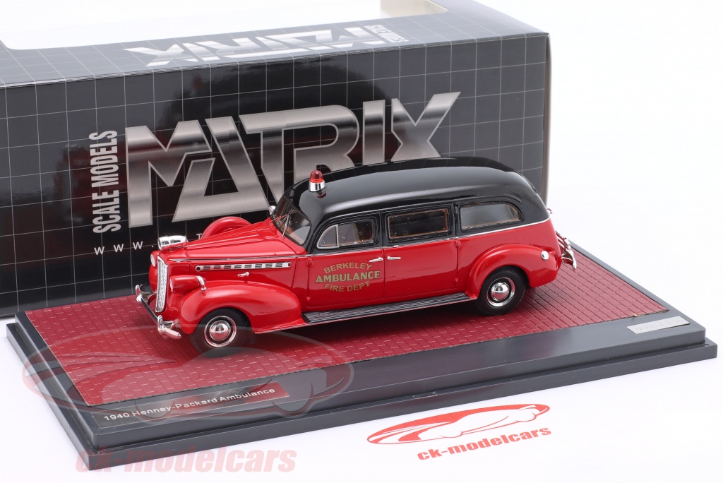Matrix 1:43 Henney-Packard Fire Department Ambulance year 1940 red ...