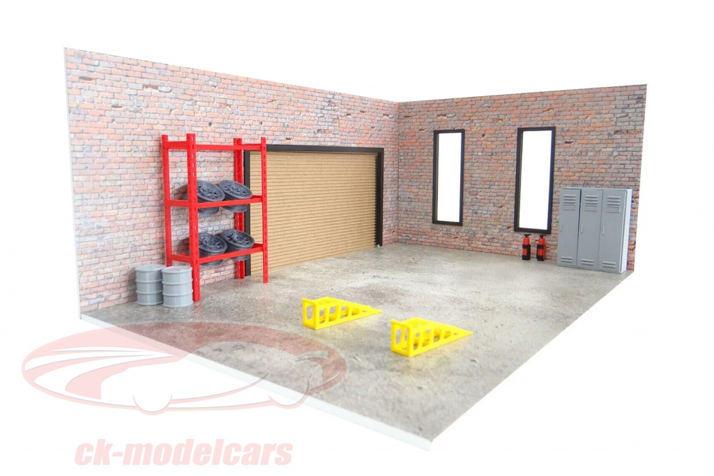 Dioramatoys 1:18 Diorama-Kit brick Garages set for Models in the scale DTP1861 model car DTP1861