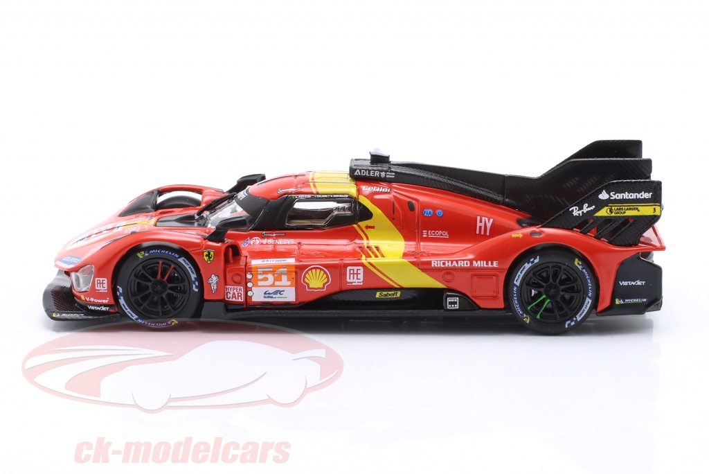 Bburago 1:43 Ferrari 499P #51 优胜者 24h LeMans 2023 Pier Guidi, Calado, Giovinazzi 18-36322 模型 汽车 ...