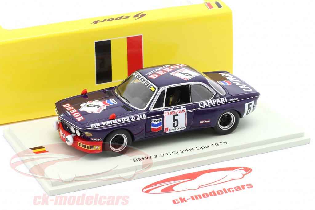 Spark 1:43 BMW 3.0 CSi #5 24h Spa 1975 Sauvage, Rieu SB641 model car ...
