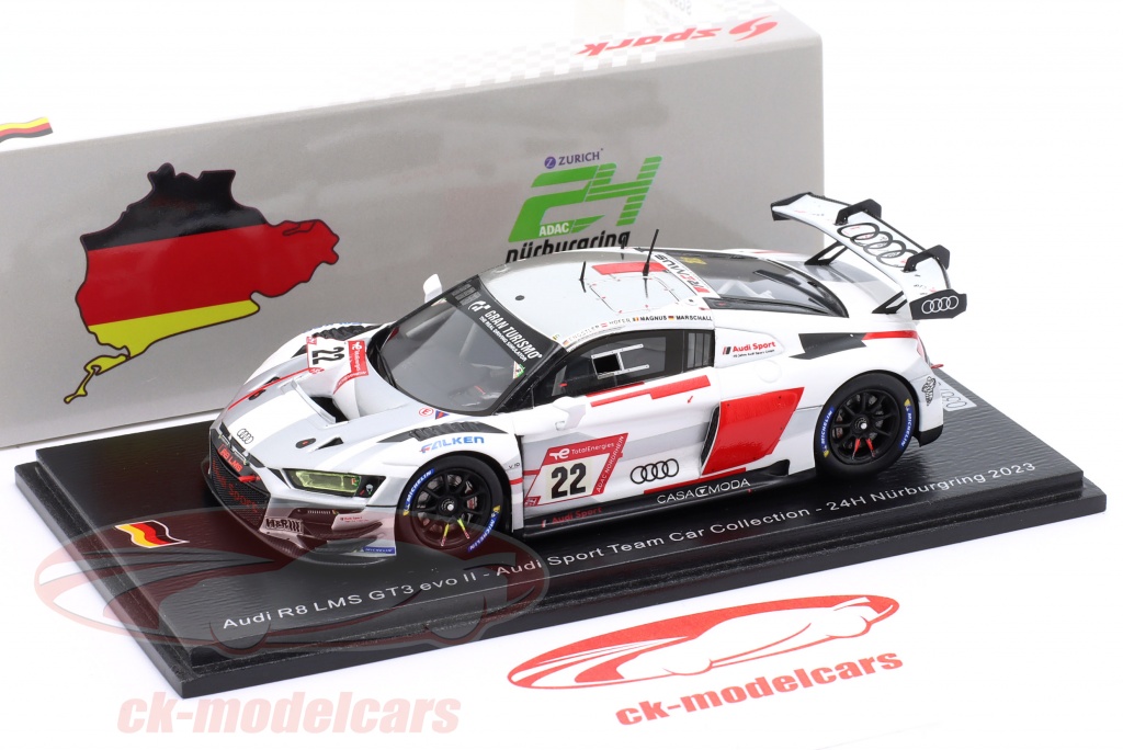 Spark 1:43 Audi R8 LMS GT3 evo II #22 24h Nürburgring 2023 Audi Sport Team Car Collection SG907 ...