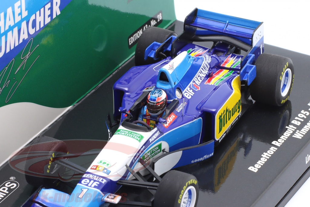 Minichamps 1:43 M. Schumacher Benetton B195 #1 Sieger Brasilien GP Formel 1 Weltmeister 1995 ...