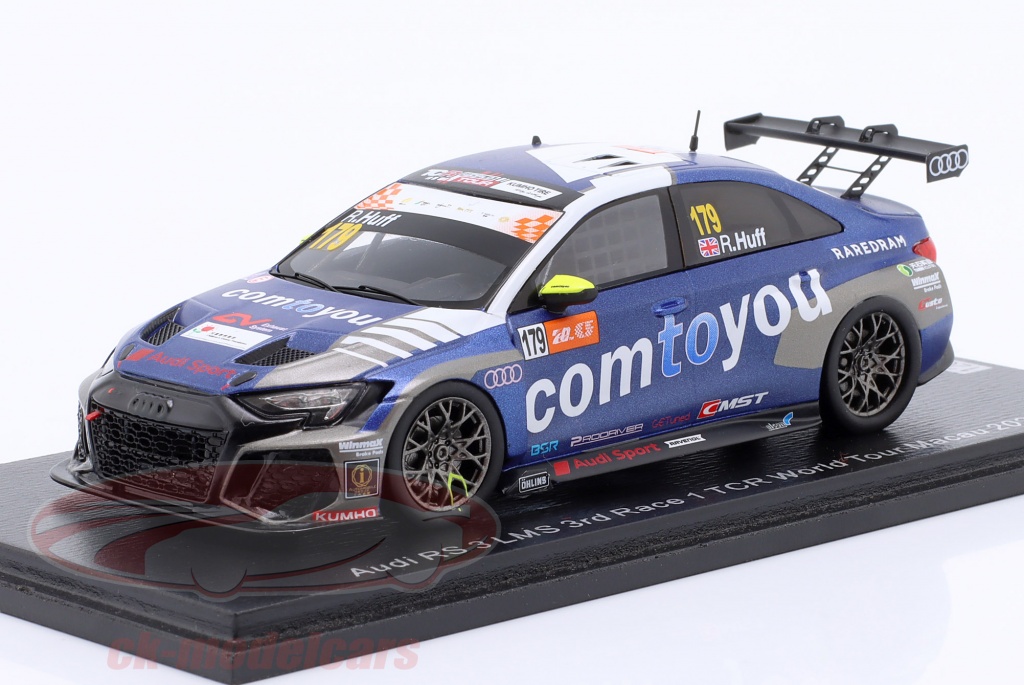 Spark 1:43 Audi RS 3 LMS TCR #179 3rd Race 1 TCR World Tour Macau 2023 Huff SA252 model car ...