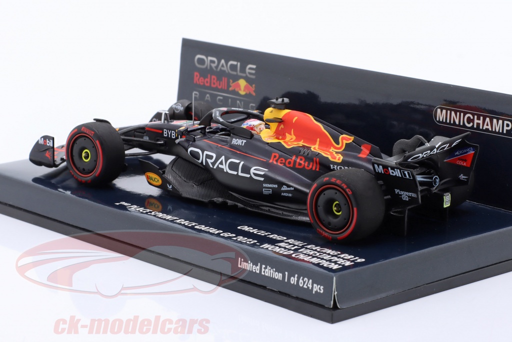 Minichamps 1:43 M. Verstappen Red Bull RB19 #1 Sprint race Qatar GP Formula 1 World Champion ...