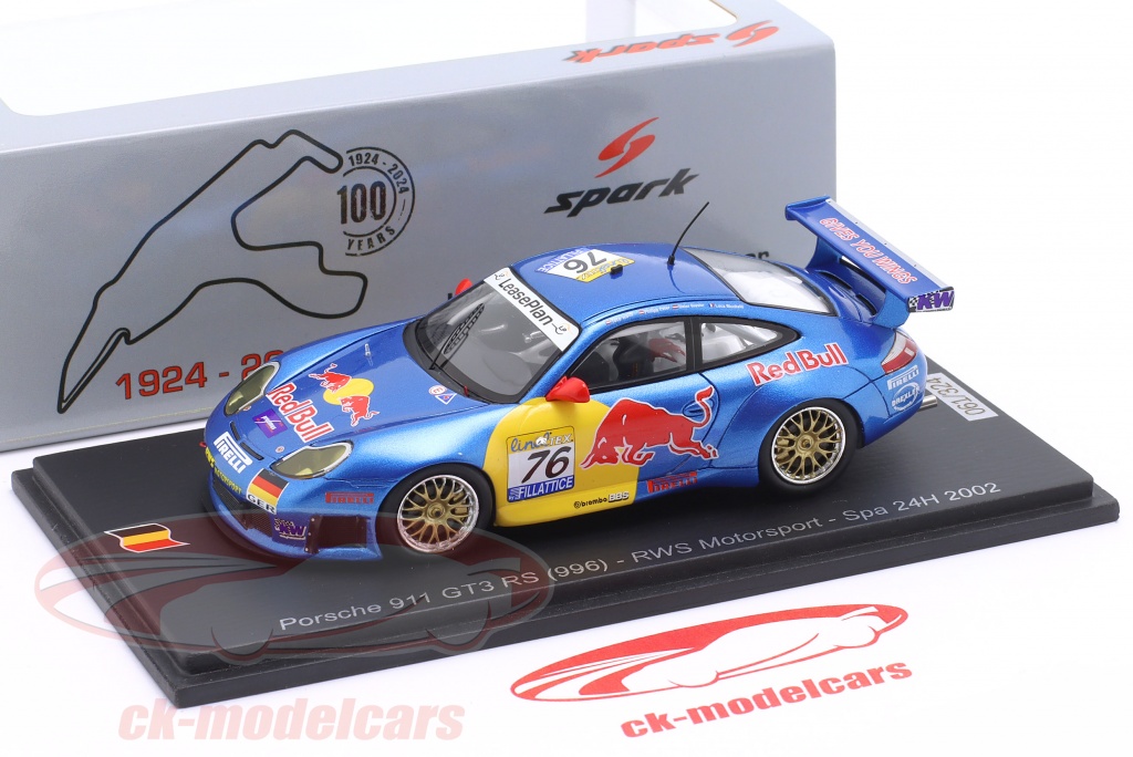 Spark 1:43 Porsche 911 (996) GT3 RS #76 24h Spa 2002 RWS Motorsport 100SPA17 Modellauto 100SPA17 ...
