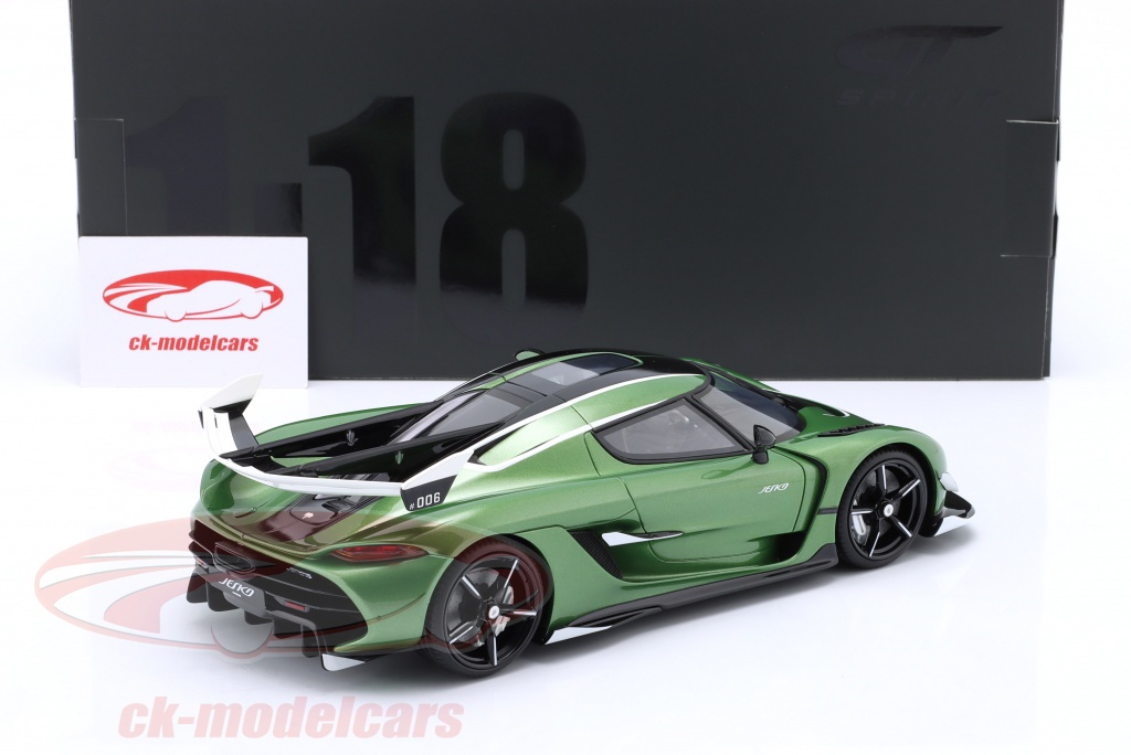 GT-SPIRIT 1:18 Koenigsegg Jesko Bouwjaar 2024 groen metaalachtig / wit ...