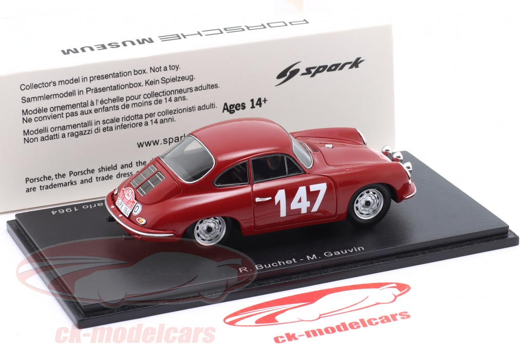 Spark 1:43 Porsche 356 B 2000 Carrera 2 GS #147 GT Rallye Monte Carlo 1964 Buchet, Gauvin ...