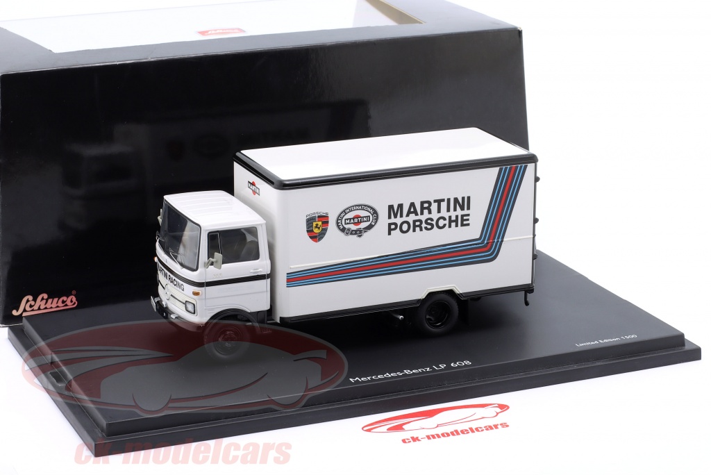Schuco 1:43 Mercedes-Benz LP 608 racing transporter Porsche Martini ...