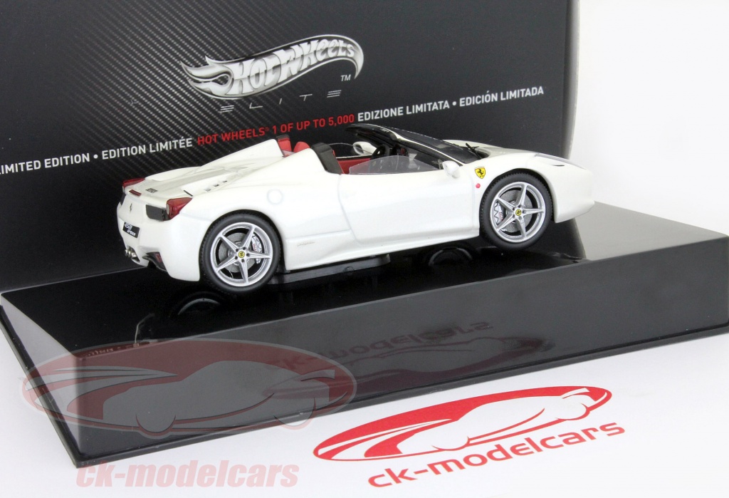 HotWheels Elite 1:43 Ferrari 458 Italia Spider 2011 white metallic ...
