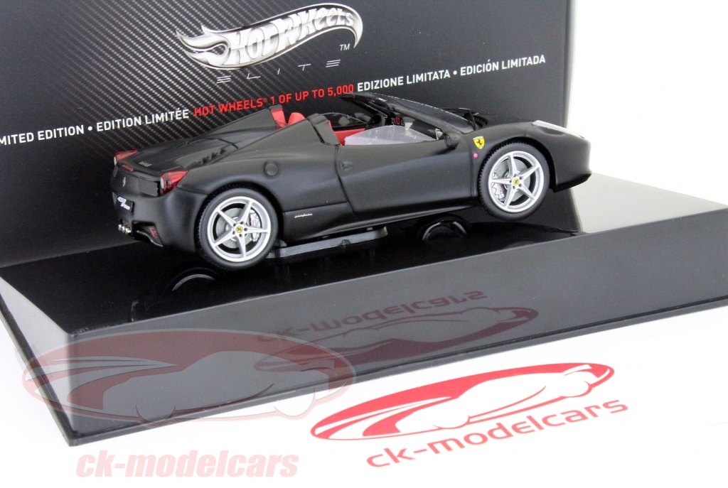 HotWheels Elite 1:43 Ferrari 458 Italia Spider 2011 matt black W1184 ...