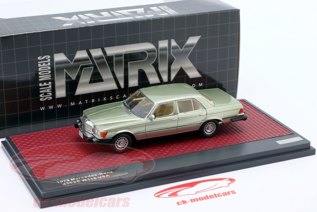 Matrix 1:43 Mercedes-Benz 450 SE (W116) USA year 1978 light green ...