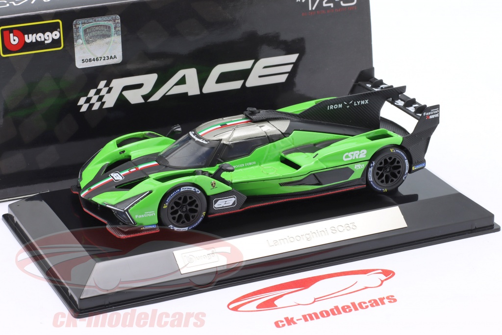 Bburago 1:43 Lamborghini SC63 LMDh #63 Baujahr 2023 grün 18-38315 Modellauto 18-38315 ...