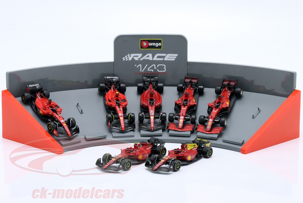 Bburago 1:43 7-Car Set: Ferrari 式 1 と アリーナ 画面 FerrariF1Set-01 モデル 車 ...