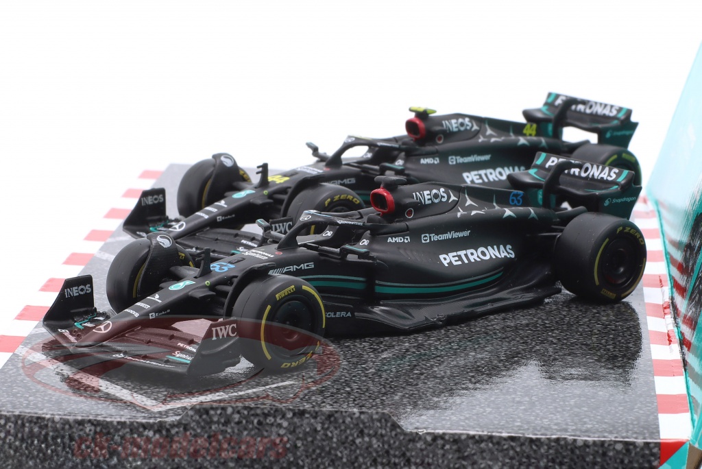 Bburago 1:43 2-Car Set Hamilton #44 & Russell #63 formule 1 2023 18 ...