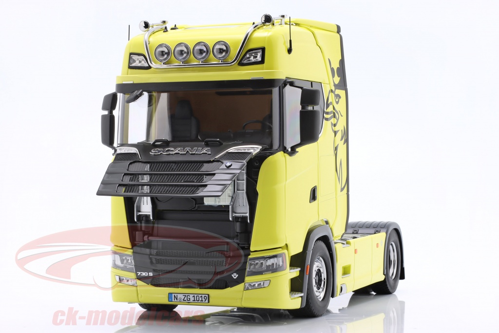 NZG 1:18 Scania V8 730S 4x2 tractor unit yellow LX101900060 (1019/60 ...