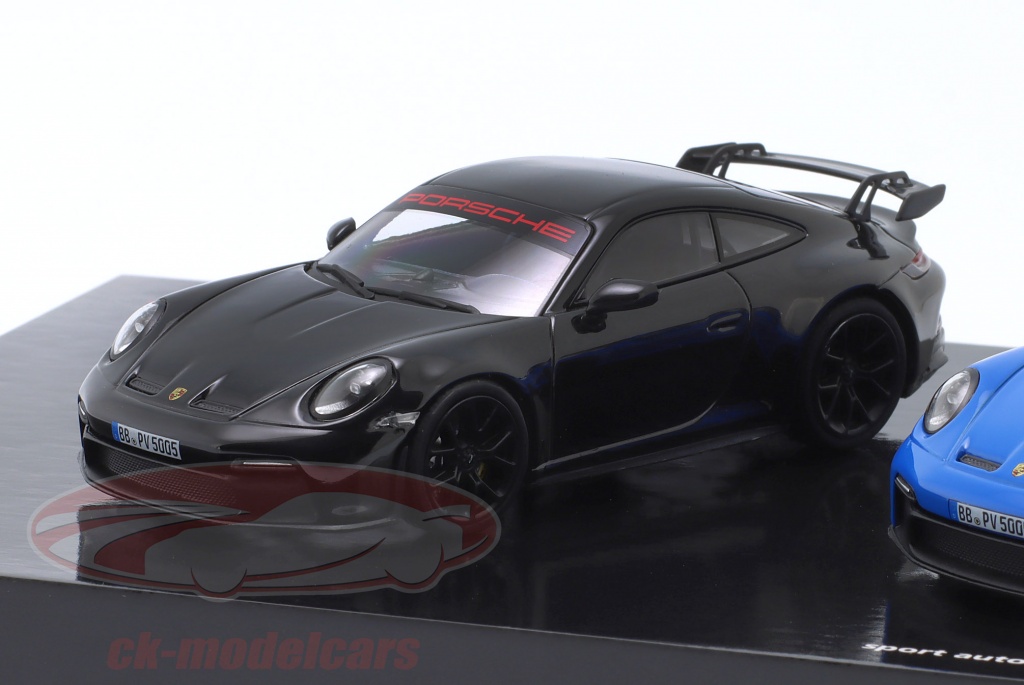 Minichamps 1:43 2-Car Set Porsche 911 (992) GT3 Baujahr 2021 blau / schwarz 412069200 Modellauto ...