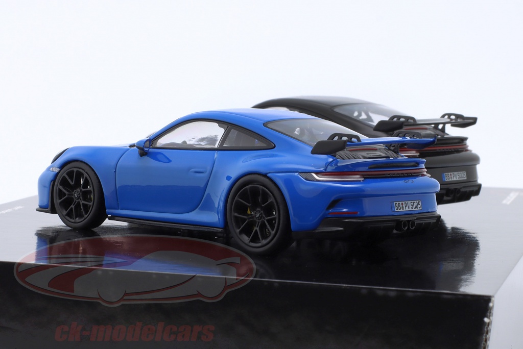 Minichamps 1:43 2-Car Set Porsche 911 (992) GT3 Baujahr 2021 blau / schwarz 412069200 Modellauto ...