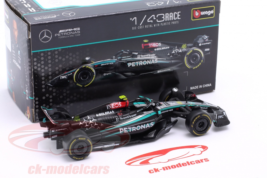 Bburago 1:43 Lewis Hamilton Mercedes-AMG F1 W15 E #44 Winner British GP Formula 1 2024 18-38208 ...