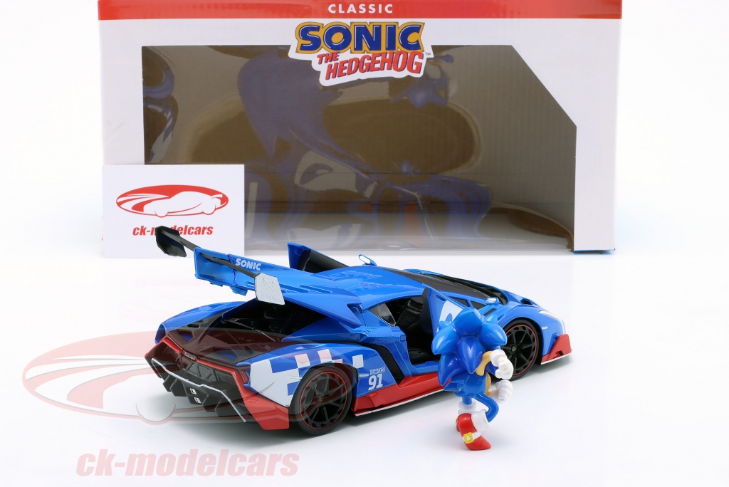 Jadatoys 1:24 Lamborghini Veneno with figure Sonic The Hedgehog blue ...