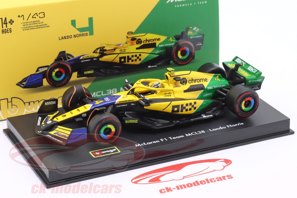 Bburago 1:43 Lando Norris McLaren MCL38 #4 4th Monaco GP Formula 1 2024 18-38215MONACO #4 model ...