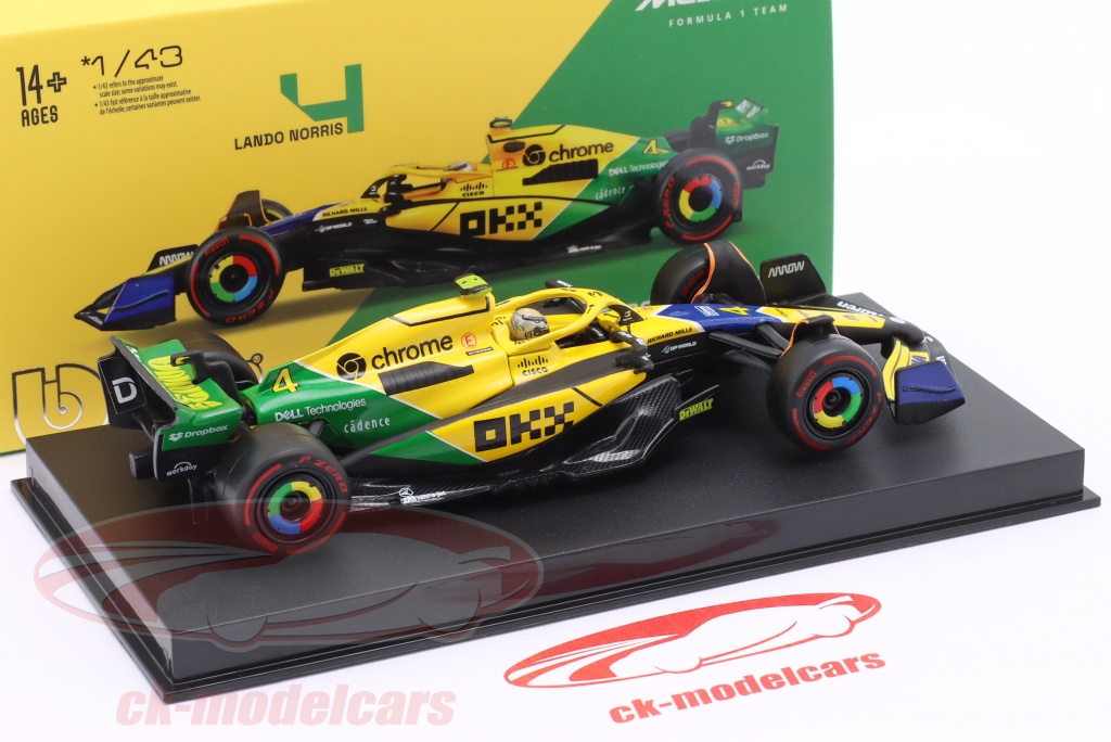 Bburago 1:43 Lando Norris McLaren MCL38 #4 4th Monaco GP Formula 1 2024 ...