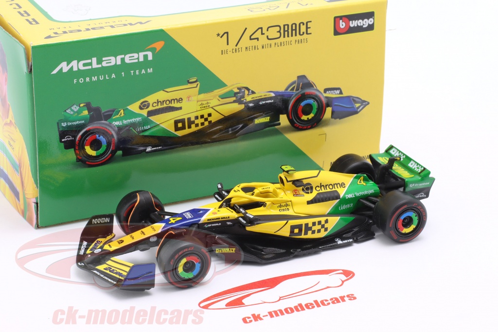 Bburago 1:43 Lando Norris McLaren MCL38 #4 4番目 Monaco GP 式 1 2024 18-38214MONACO #4 モデル 車 18 ...