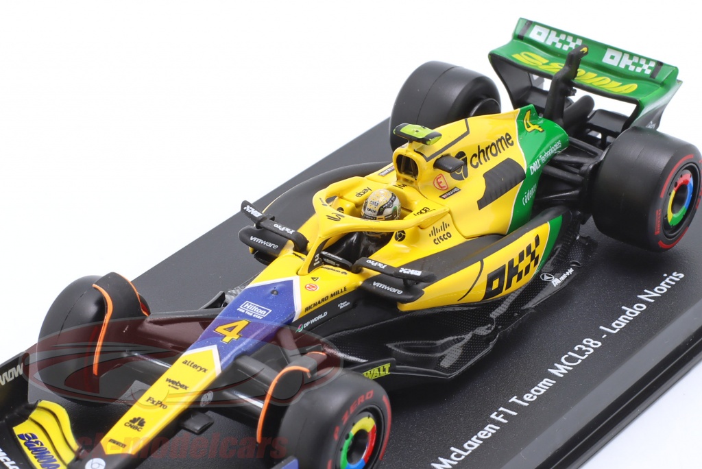 Bburago 1:43 Lando Norris McLaren MCL38 #4 4e Monaco GP formule 1 2024 18-38215MONACO #4 model ...