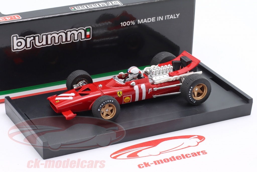Brumm 1:43 Chris Amon Ferrari 312 F1 #11 Monaco GP Formel 1 1969 mit Fahrerfigur R303-CH ...