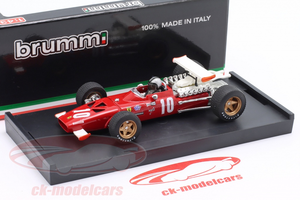 Brumm 1:43 Pedro Rodriguez Ferrari 312 F1 #10 Italien GP Formel 1 1969 mit Fahrerfigur R256-CH ...