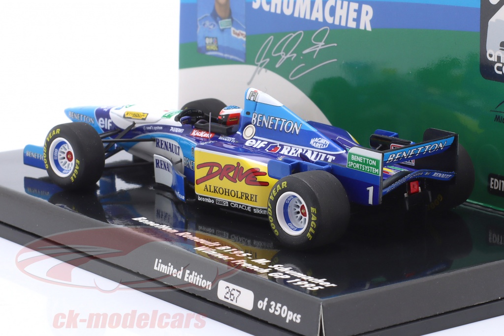 Minichamps 1:43 Michael Schumacher Benetton B195 #1 Sieger Frankreich GP Formel 1 Weltmeister ...