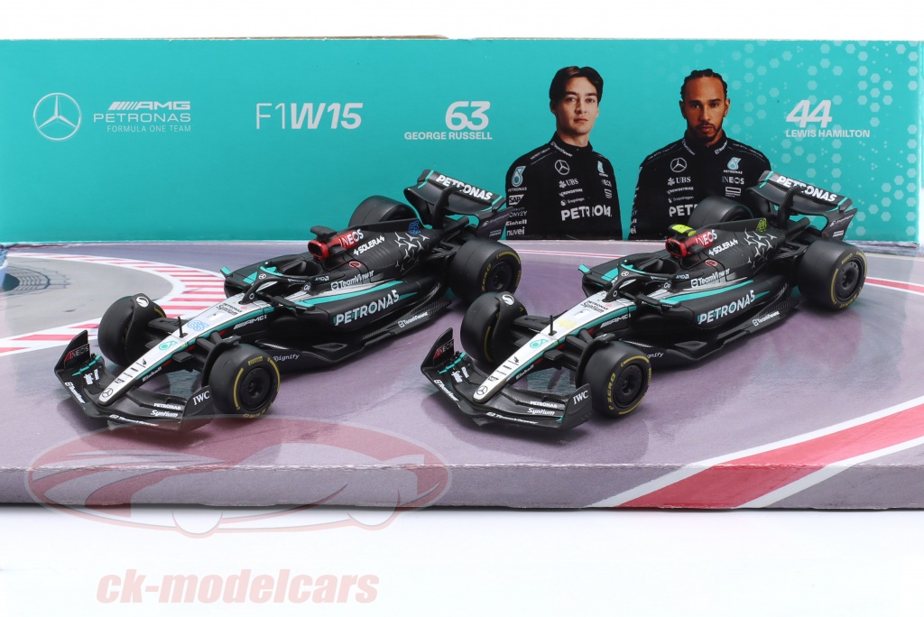 Bburago 1:43 2-Car Set Mercedes: Hamilton #44 & Russell #63 formula 1 ...