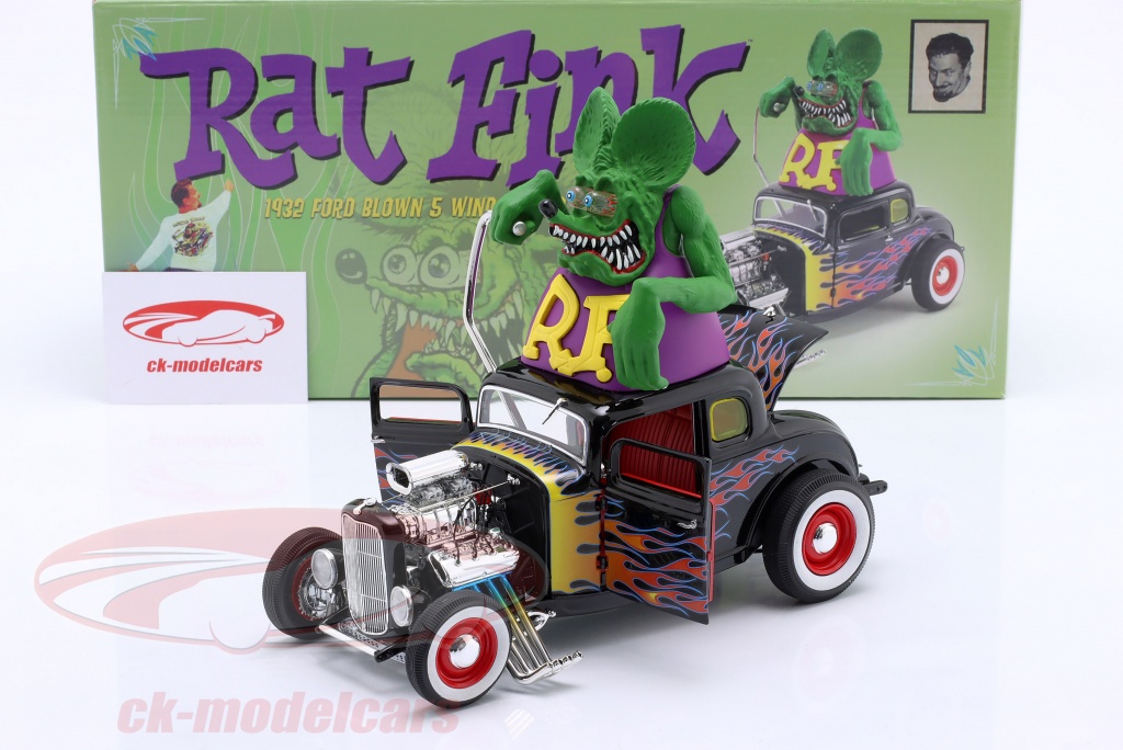 GMP 1:18 Ford Blown 5 (Rat Fink figure) year 1932 black A1805022 model ...