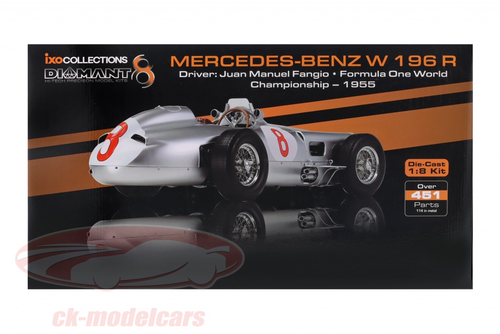 Ixo 1:8 J.M. Fangio Mercedes-Benz W196 #8 Formula 1 World Champion 1955 Kit 520010118 model car ...