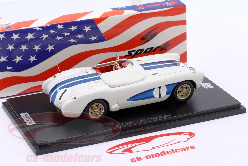 Spark 1:43 Chevrolet Corvette C1 #1 gagnant S8.0 12h Sebring 1956 Fitch ...