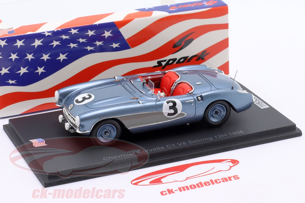 Spark 1:43 Chevrolet Corvette C1 #3 12h Sebring 1956 Davis, Gatz US181 ...