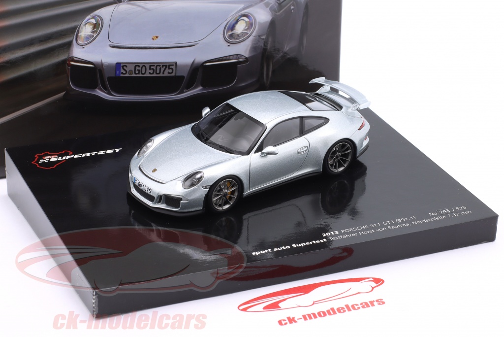 Minichamps 1:43 Porsche 911 (991.1) GT3 Test Nürburgring 2012 silver ...