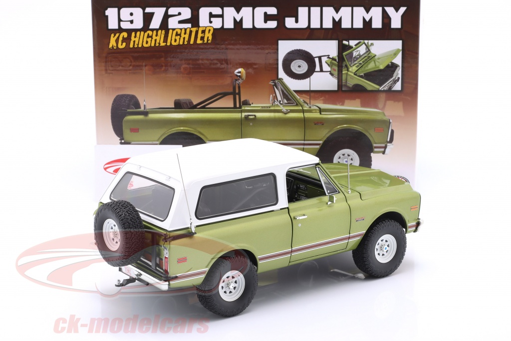 GMP 1:18 GMC Jimmy KC Highlighter Year 1972 green, white A1807714 model ...