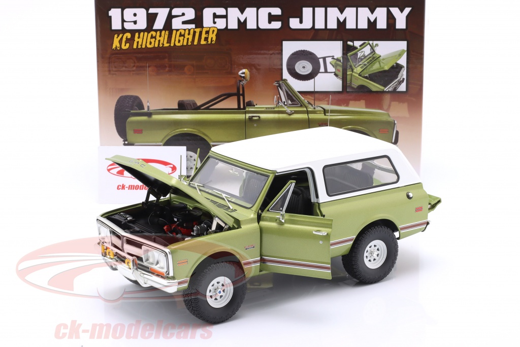 GMP 1:18 GMC Jimmy KC Highlighter Year 1972 green, white A1807714 model ...