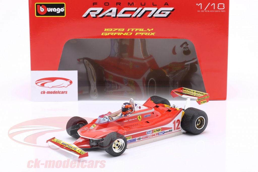 Bburago 1:18 Gilles Villeneuve Ferrari 312T4 #12 Sieger USA Ost GP Formel 1 1979 18-16814 #12 ...