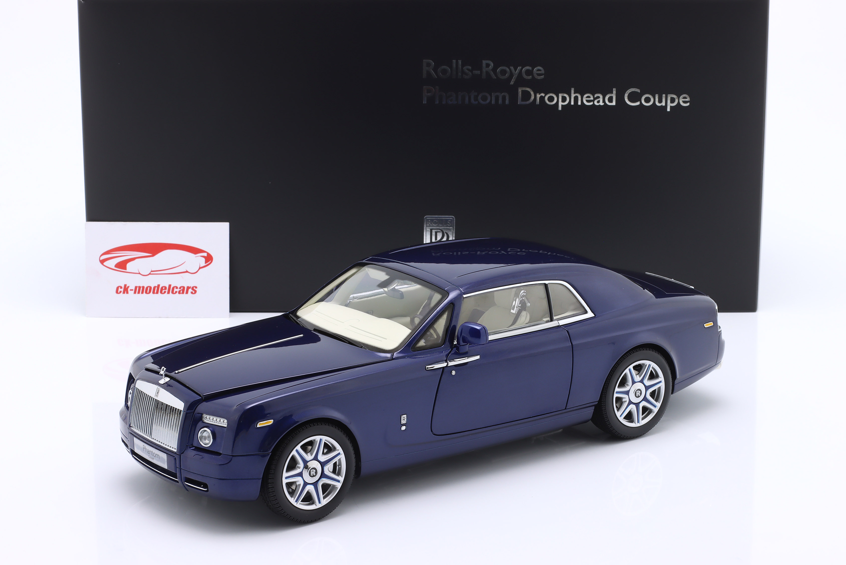 Kyosho 1:18 Rolls Royce Phantom Coupe 2-Türer Baujahr 2008 blau metallic 08862BLM Modellauto ...