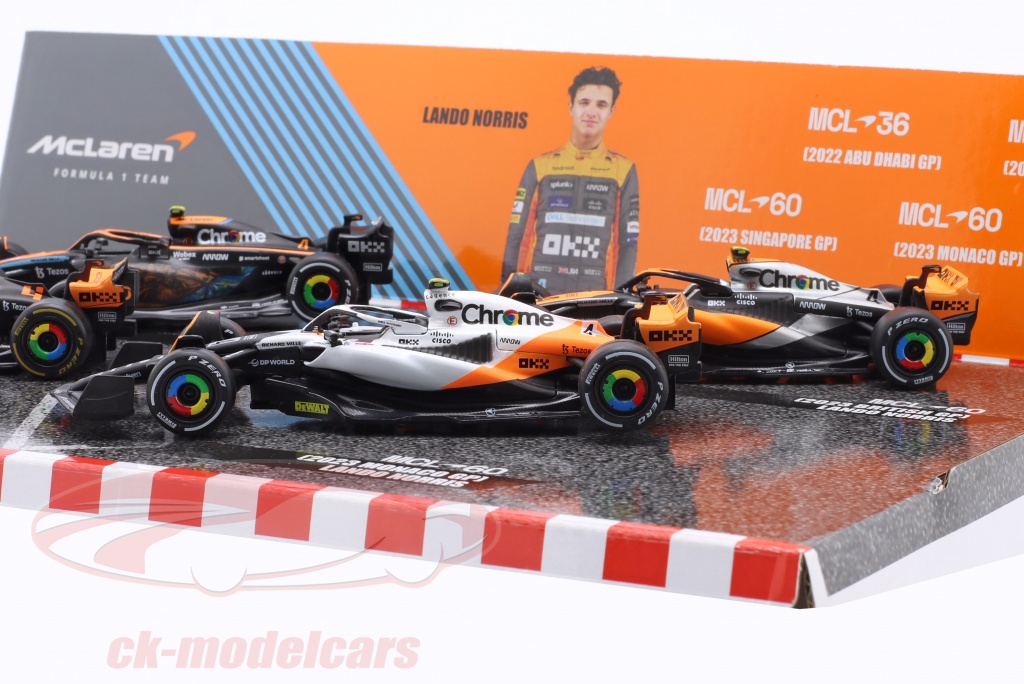 Bburago 1:43 4-Car Set Lando Norris McLaren Formula 1 2022-2023 18-38096 model car 18-38096 ...