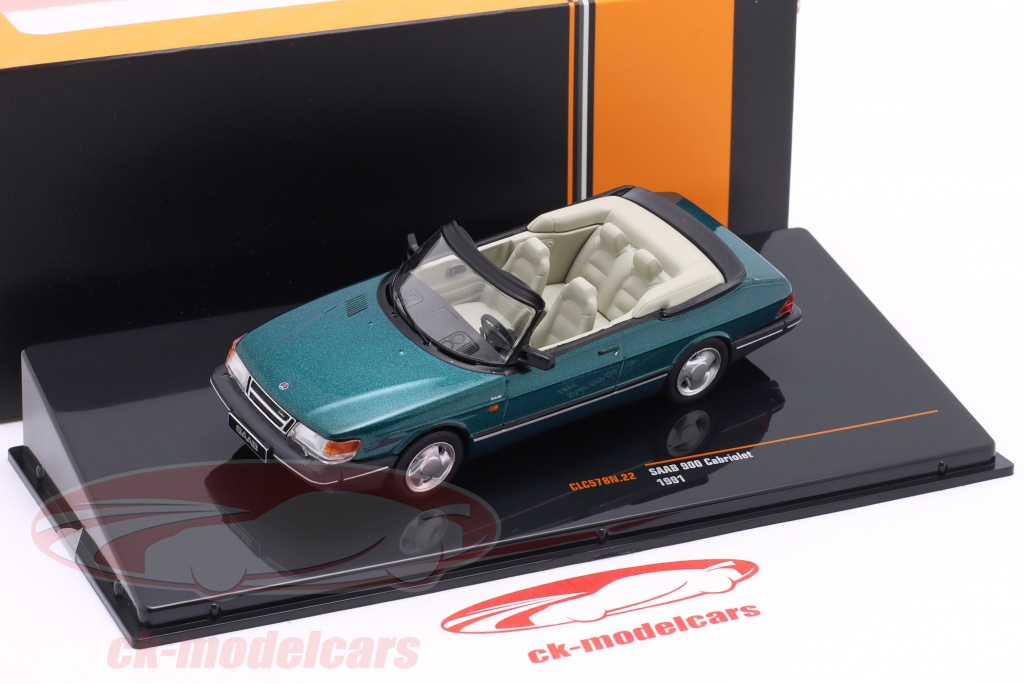 Ixo 1:43 Saab 900 Cabriolet Baujahr 1991 grün metallic CLC578N.22 ...