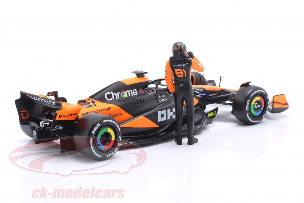 Bburago 1:24 O. Piastri McLaren MCL38 #81 Miami GP Formel 1 2024 mit Figur 18-28040 #81 ...