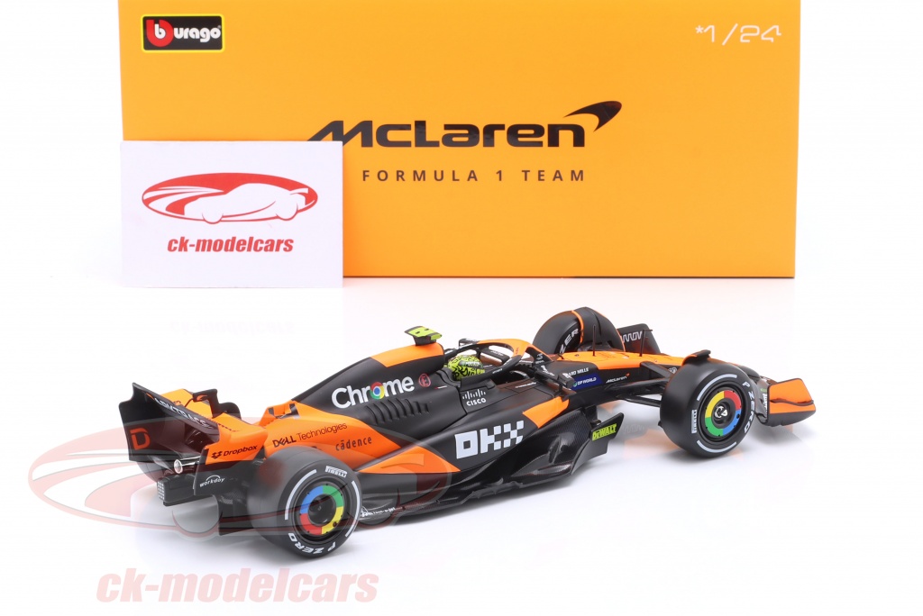 Bburago 1:24 Lando Norris McLaren MCL38 #4 Winner Miami GP Formula 1 2024 18-28033 #4 model car ...