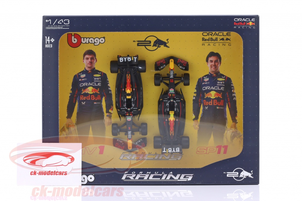 Bburago 1:43 2-Car Set Verstappen #1 & Perez #11 Red Bull RB20 formula ...