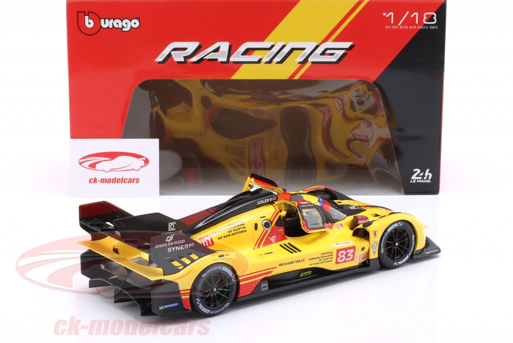 Bburago 1:18 Ferrari 499P #83 24h LeMans 2024 Kubica, Shwartzman, Ye 18 ...