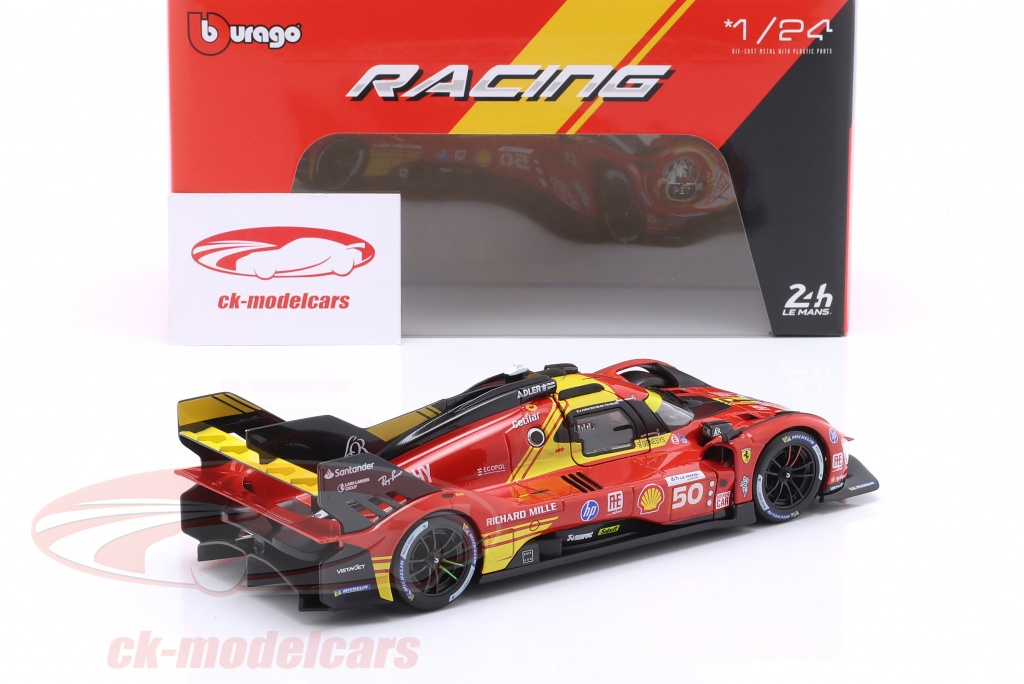 Bburago 1:24 Ferrari 499P #50 Winner 24h LeMans 2024 Fuoco, Molina ...