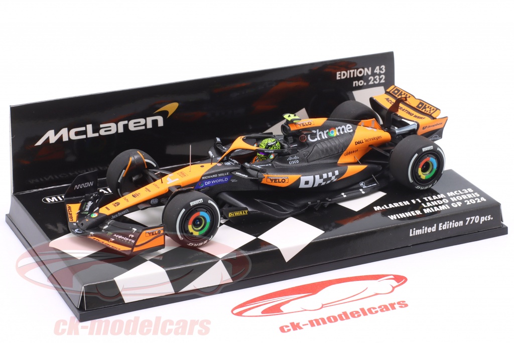 Minichamps 1:43 Lando Norris McLaren MCL60 #4 Sieger Miami GP Formel 1 2024 537244404 Modellauto ...