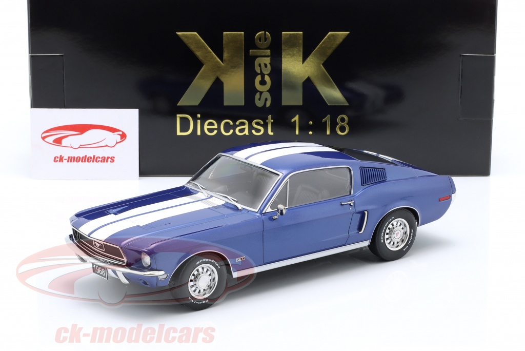 KK-Scale 1:18 Ford Mustang GT Fastback Anno di costruzione 1968 blu ...